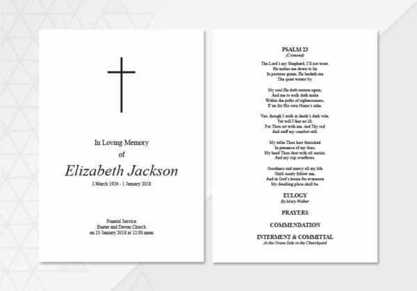 Traditional Template Order of Service | Exeter, Devon | QuickPrint